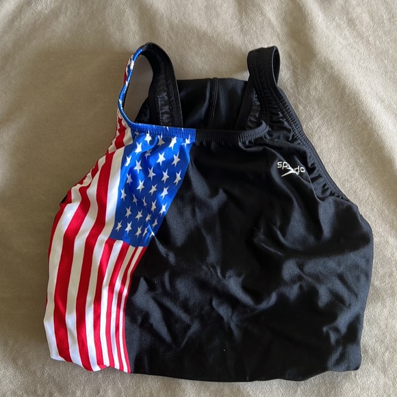 Speedo | Swim | Speedo 34 Practice Suit Maillot Fly Back Black Usa Flag ...